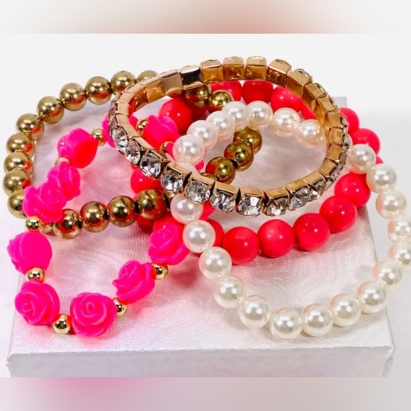 Jewelry | Pretty In Pink Pretty Pink Slip On Bracelets 5 Piece Set ...